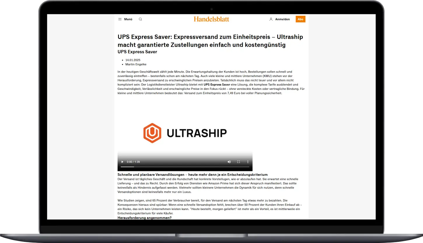 UPS Express Versand für Geschäftskunden
